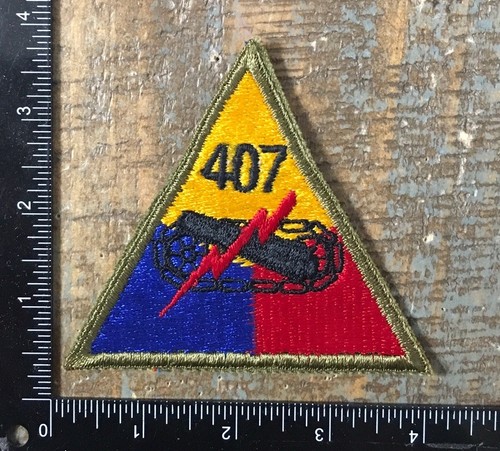 WW2 US Army 407th Armored Tank Battalion Triangle Cut Edge SSI Patch No ...