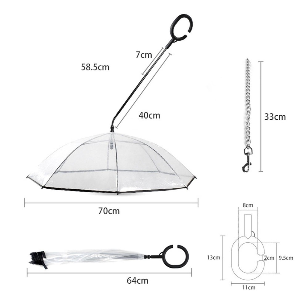 Dog Cat Umbrella with Leash Walking Waterproof Sleet Snow Rain Keeps ...
