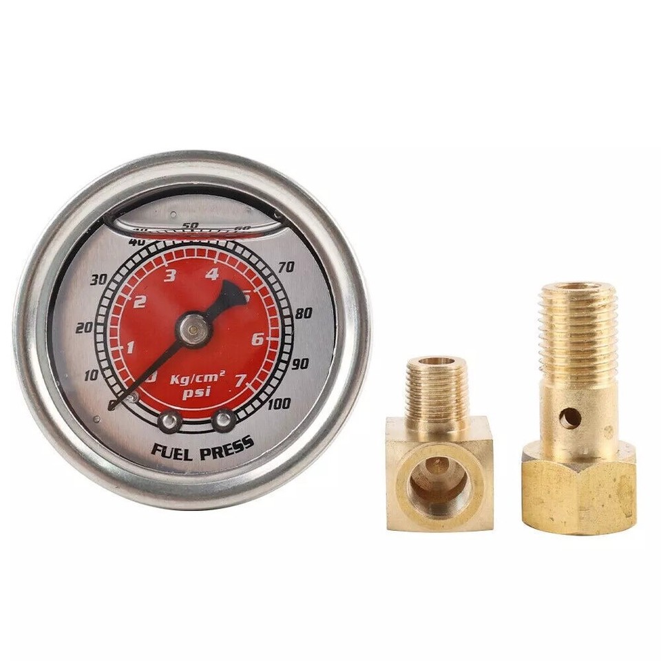 Fuel Line Pressure Gauge AN8 Braided Dual Feed Carb For Holley ...
