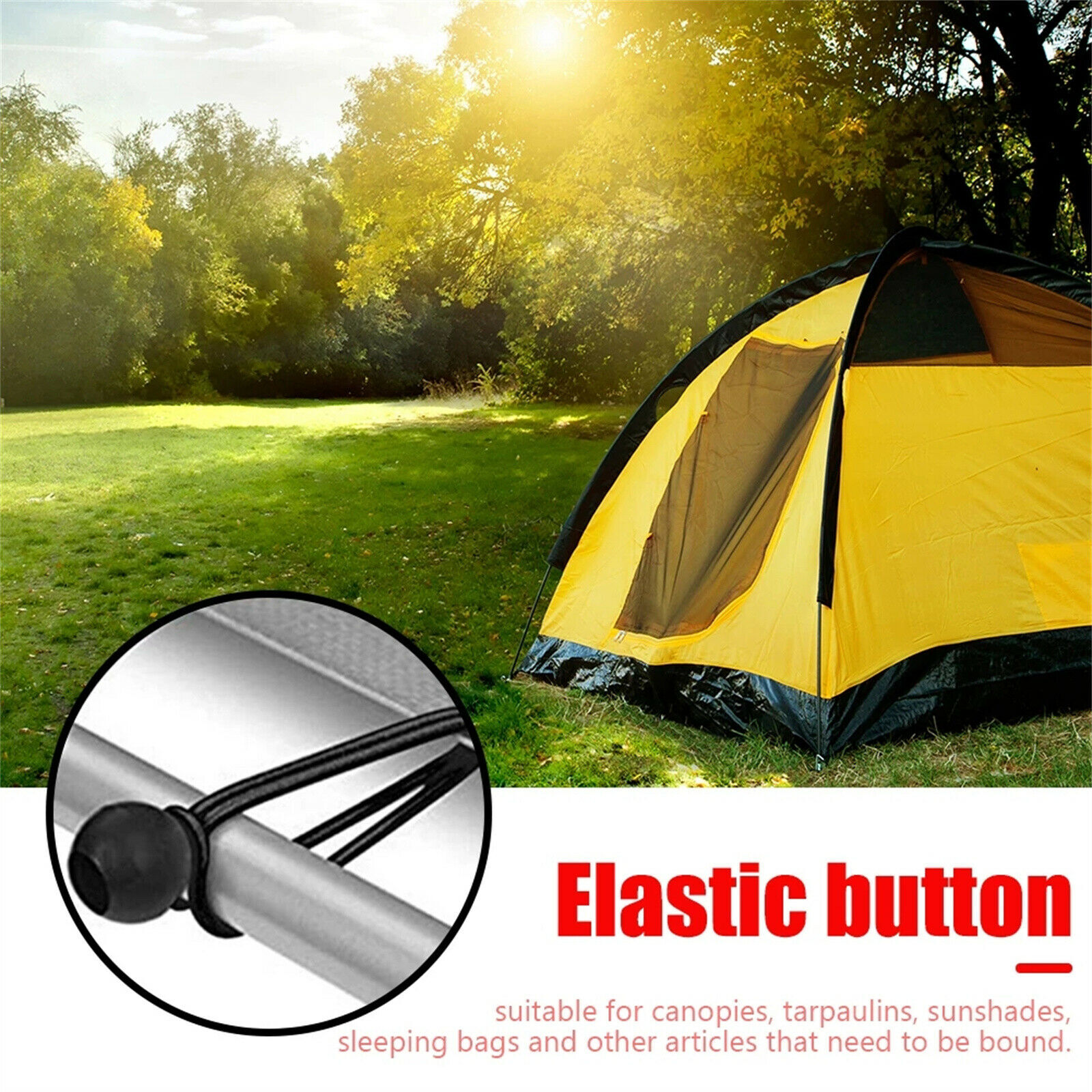 25x Elastic Ball Rope Bungee Cord Tarp Tie Down Strap Camping Tent ...