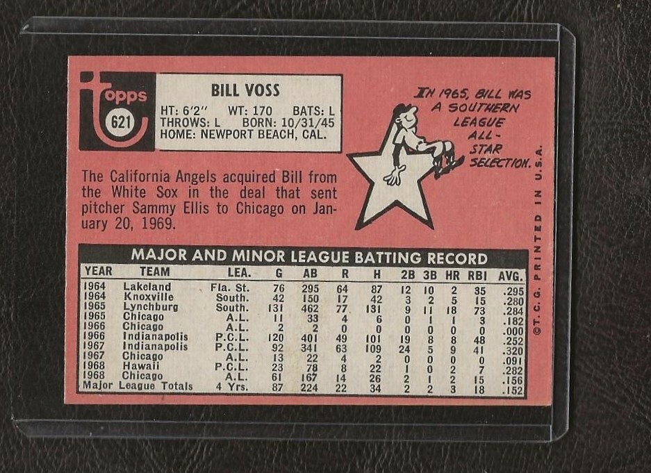 1969 Topps Baseball #621 Bill Voss, California Angels, High #, NM! | eBay