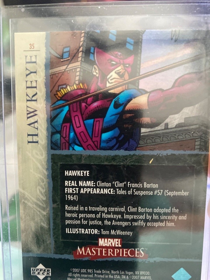 HAWKEYE 2007 Marvel Masterpieces Gold Foil Border Parallel #35 | eBay