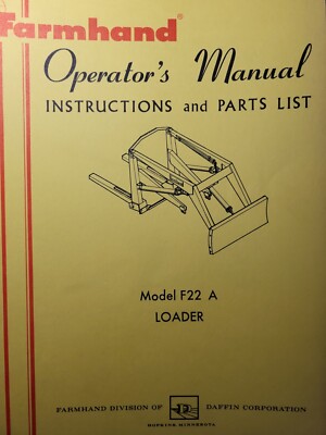 Farmhand F22-A Front End Loader Agricultural Farm Tractor Owner & Parts ...