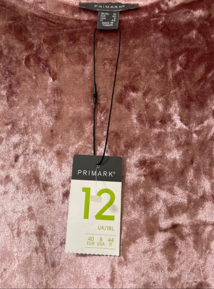 Primark women’s size 12 pink velvet satin look Christmas party bow ...