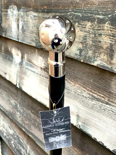 Vintage Brass Design Ball Handle Victorian Black Wooden Walking Stick ...