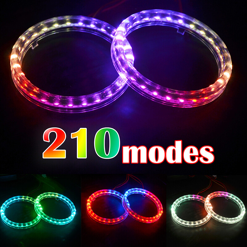 1Pair RGB 80MM LED Light Guide Angel Eyes Halo Rings for Car Headlight ...