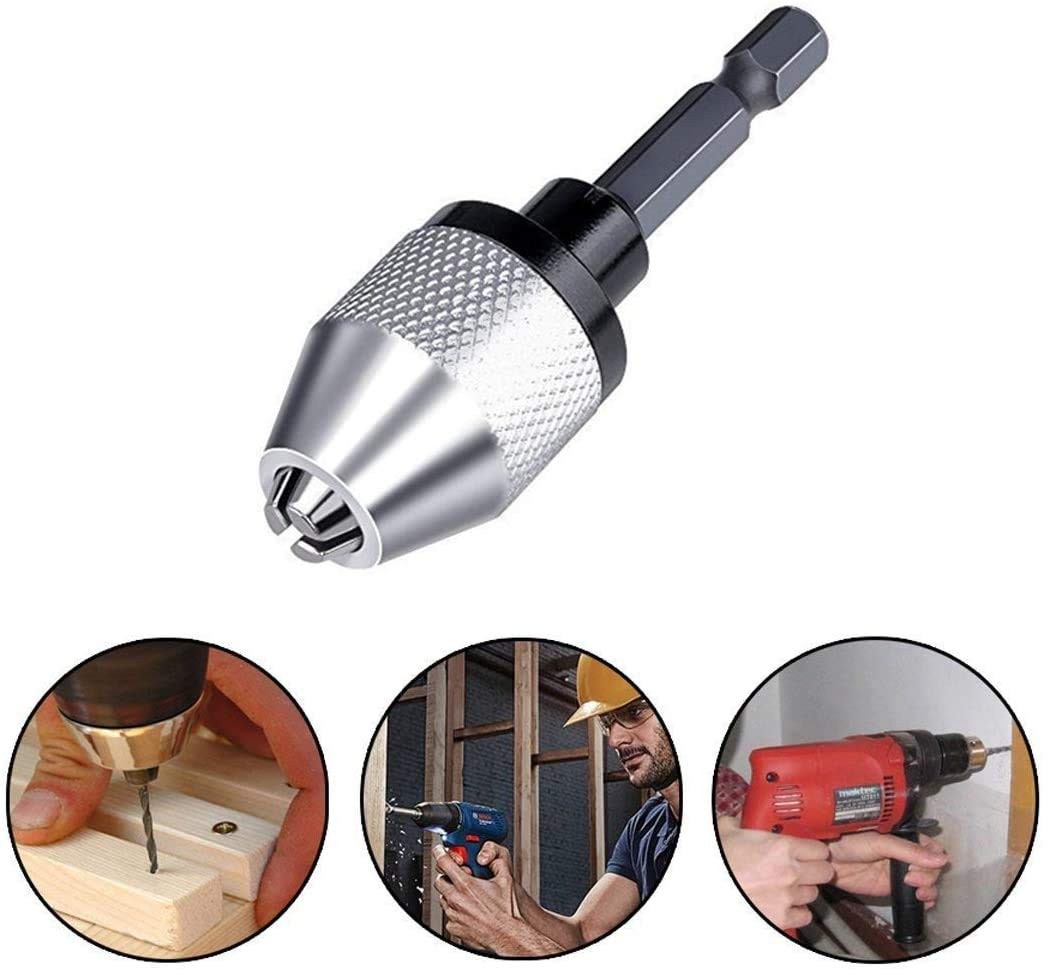 2Pcs 1/4 Inch Hex Shank Keyless Drill Chuck Quick Change Adapter ...