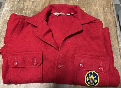 Vtg Boy Scouts of America BSA Men's Red Wool Coat Official Jacket Size ...