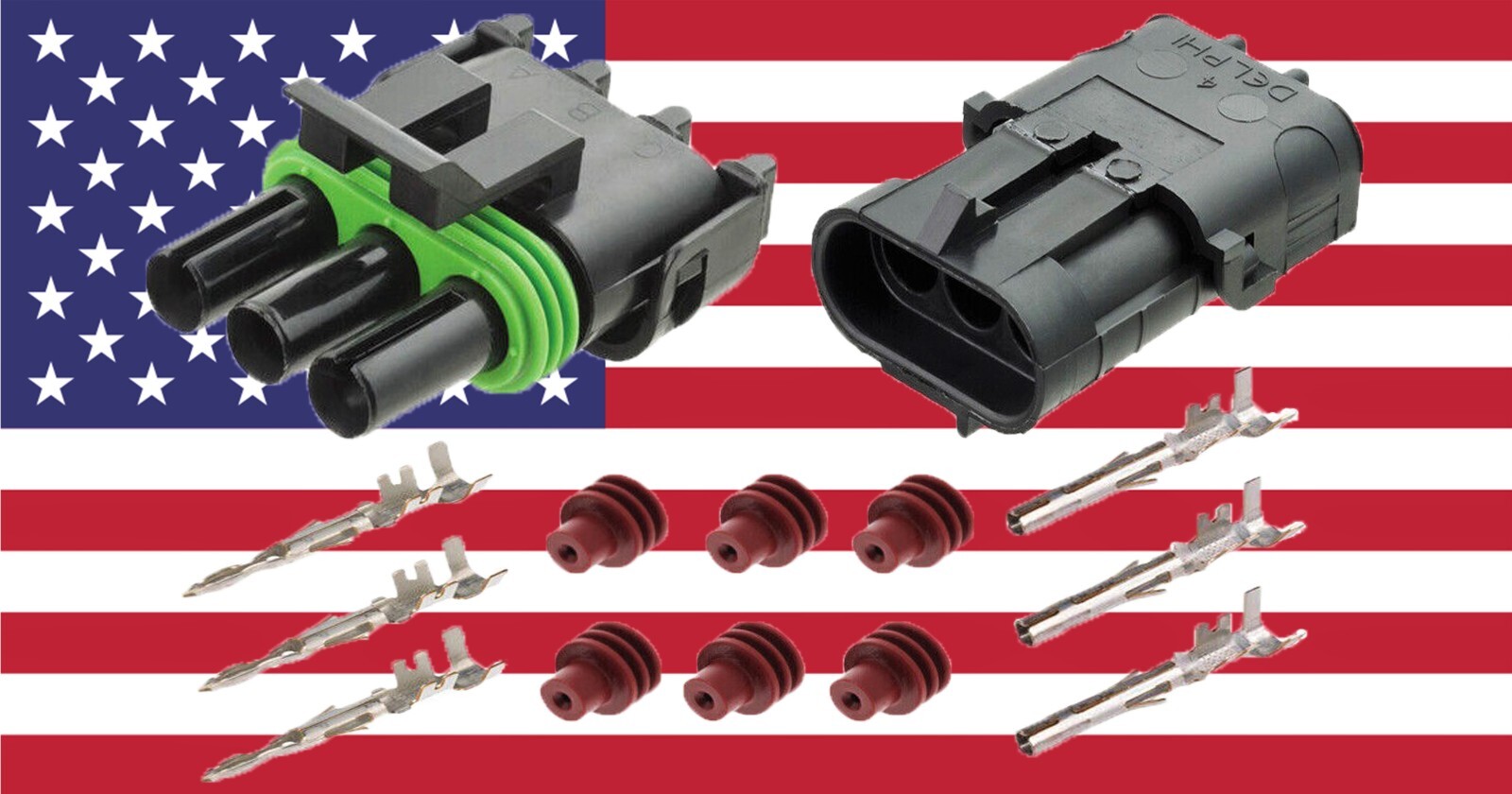 Delphi Weather Pack 3 Pin Sealed Connector Kit 14-16 AWG Free Shipping ...