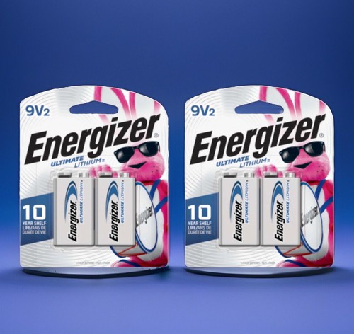 Four (4) Energizer 9V Ultimate Lithium Batteries (Two Packs of 2) Exp ...