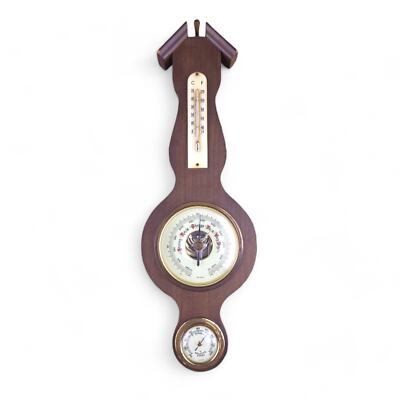 Vintage West Germany Weather Station Barometer Banjo Style Wood | eBay