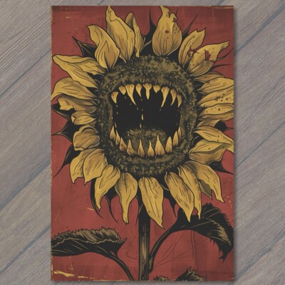 FLATCARD Sunflower With Teeth Fangs Flower Yellow Monster Weird Creepy ...