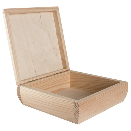 Small Square Wooden Box 16x16x6 cm / Rounded Corners Keepsake Memory ...