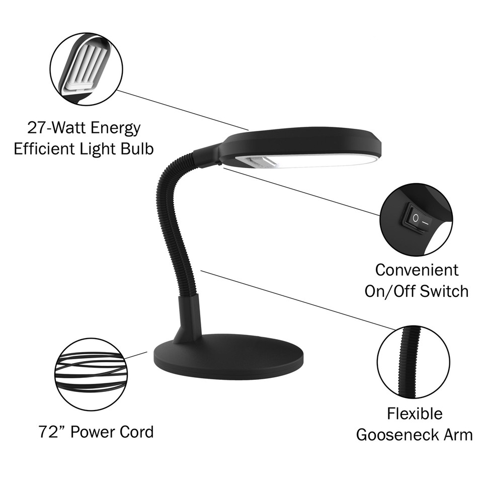 Deluxe Black Sunlight Desk Lamp Natural Spectrum Light Therapy ...