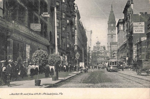 Busy Market Street Philadelphia Pa. Cigar Sign Woolworths 1908 Postcard ...