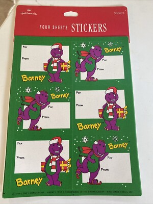 Vintage Barney Christmas Gift Stickers 1993 (4 Sticker Sheets. | eBay