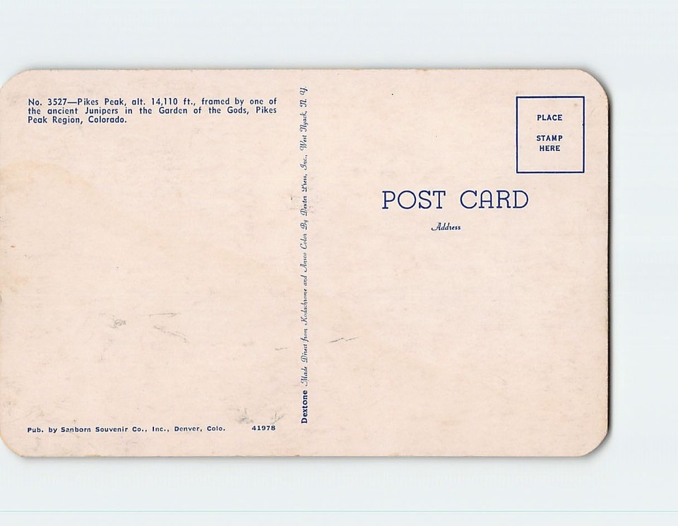 Postcard Pikes Peak Garden of the Gods Pikes Peak Region Colorado USA ...