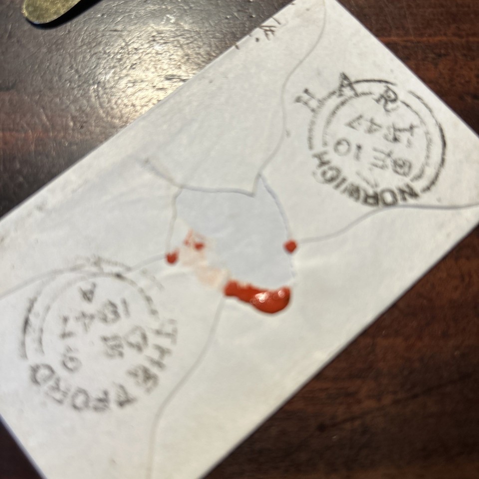 Lovely rare Norfolk Postal History QV Env 1847 1d sg8 Thetford Harling ...