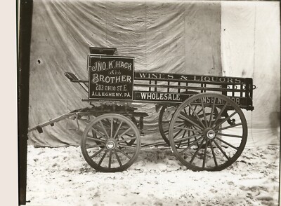 HACK BRO. WINE/LIQUORS, COMMERCIAL DELIVERY HORSE DRAWN WAGONS ...