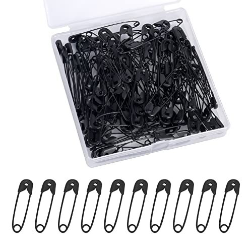 100 Pcs Safety Pins, 2.2inch Long Black Safety Pins Large Metal Safety ...