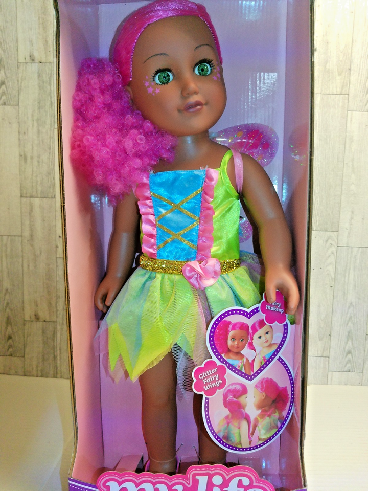 My Life Elora Doll Pink Hair Green Eyes 18" Posable Fairy Glitter Wings ...