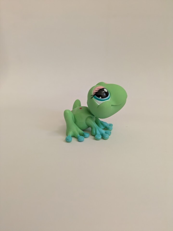 LITTLEST PET SHOP LPS #1214 Vintage Authentic Green Frog Hot Pink Spots ...