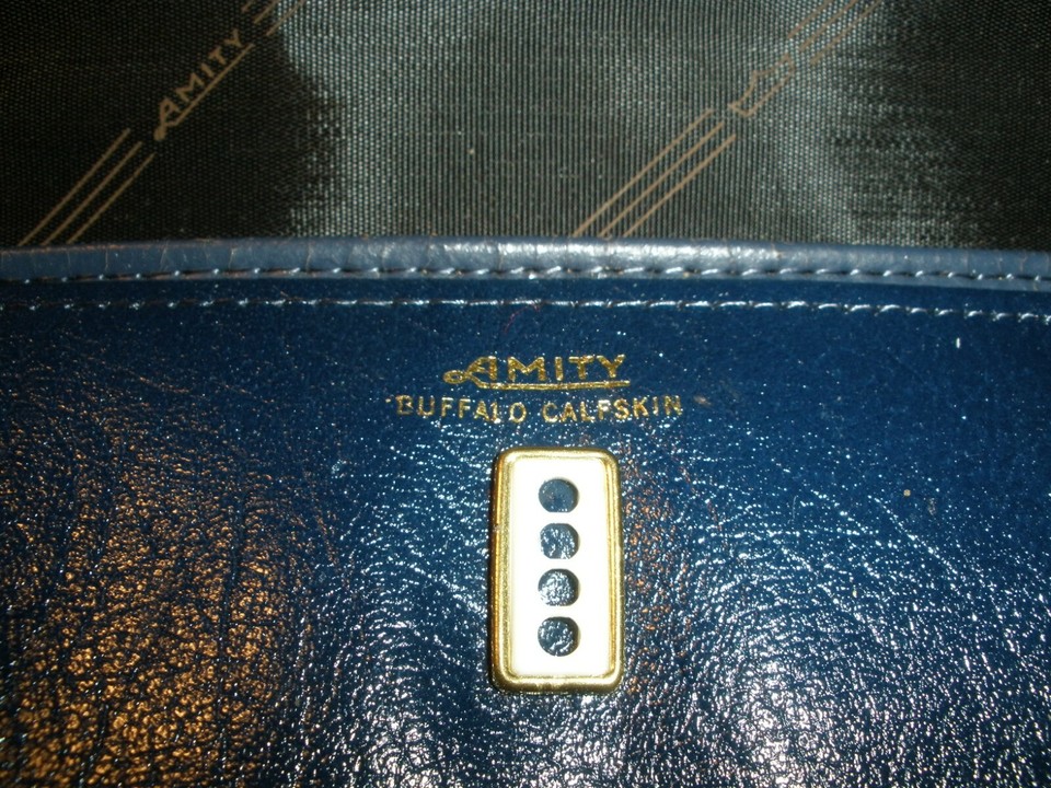 NEW Vintage Amity Leather Secretariat Wallet 7" x 4" Blue | eBay