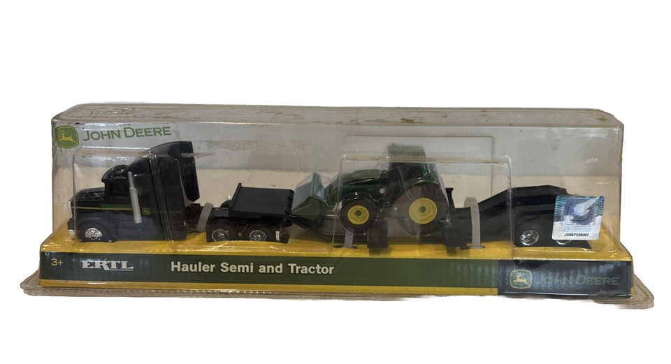 NEW TOMY John Deere Hauler Black Semi Truck Trailer & Tractor Set 1:64 ...