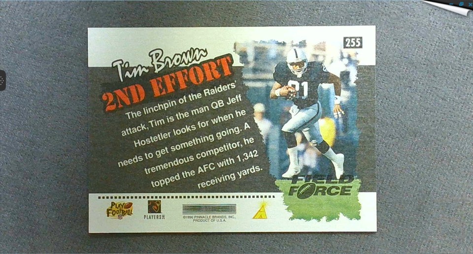 1996 Score 2nd Effort Field Force #255 Tim Brown Raiders | eBay