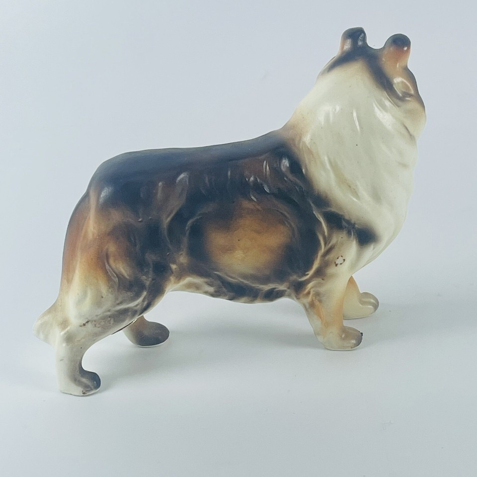 CERAMIC Rough COLLIE BREED Lassie DOG STATUE FIGURINE JAPAN VTG ...