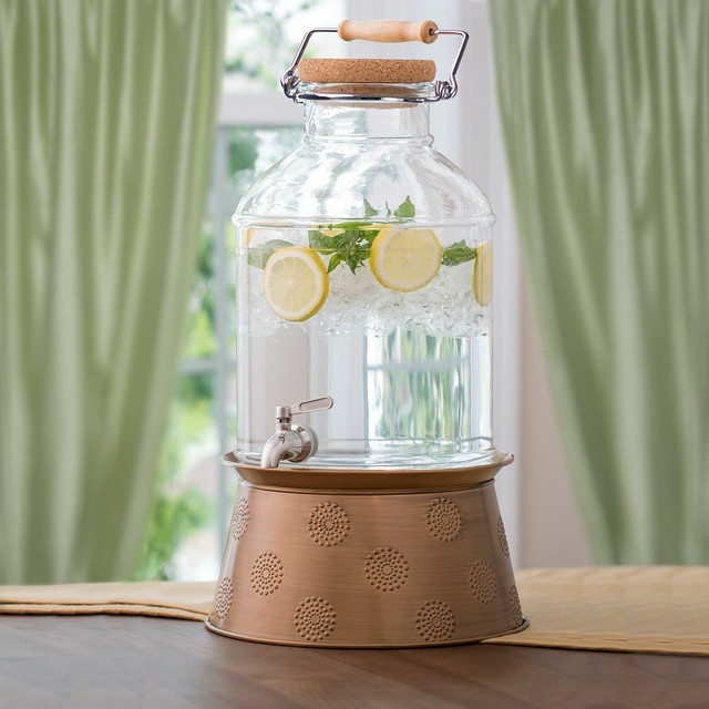 3 Gallon Artland CORONA Copper Colored Metal & Glass Beverage Drink ...
