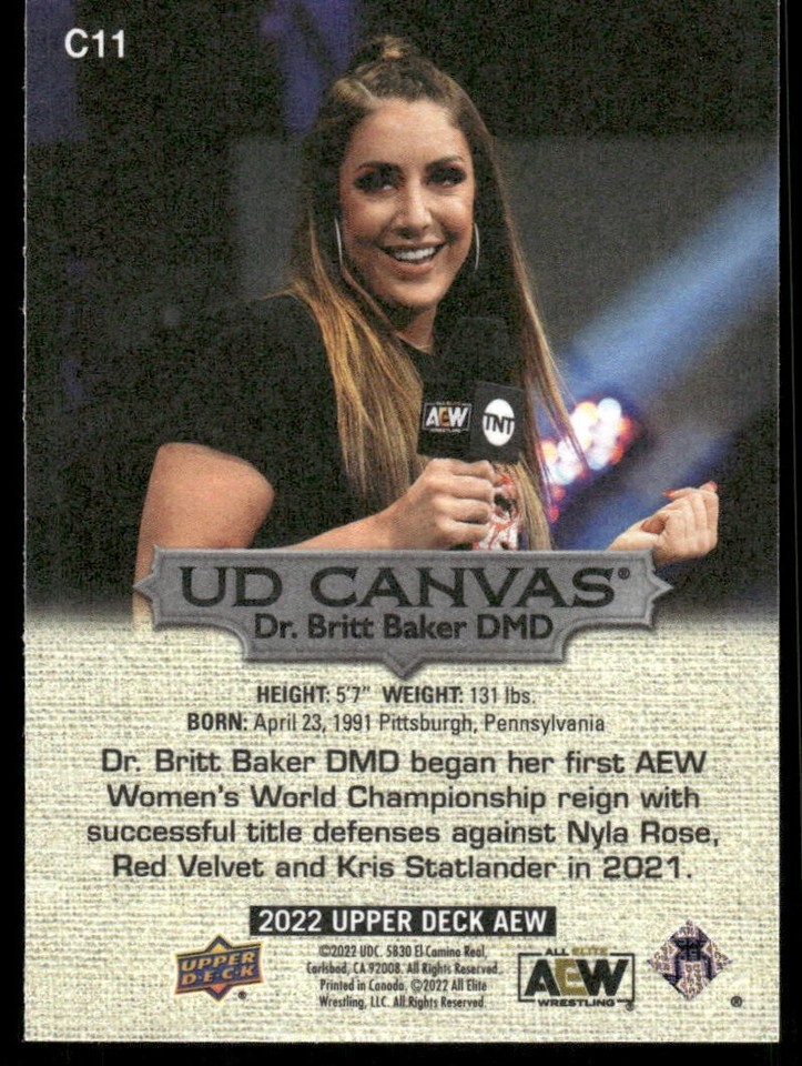 2022 Upper Deck AEW Canvas #C11 Britt Baker wrestling card | eBay