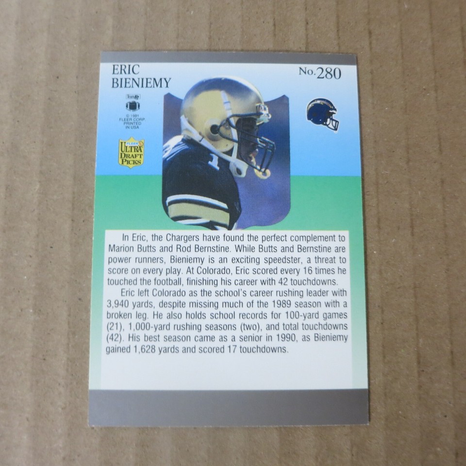 Eric Bieniemy RC 1991 Fleer Ultra #280 SD Chargers Kansas City Chiefs U ...