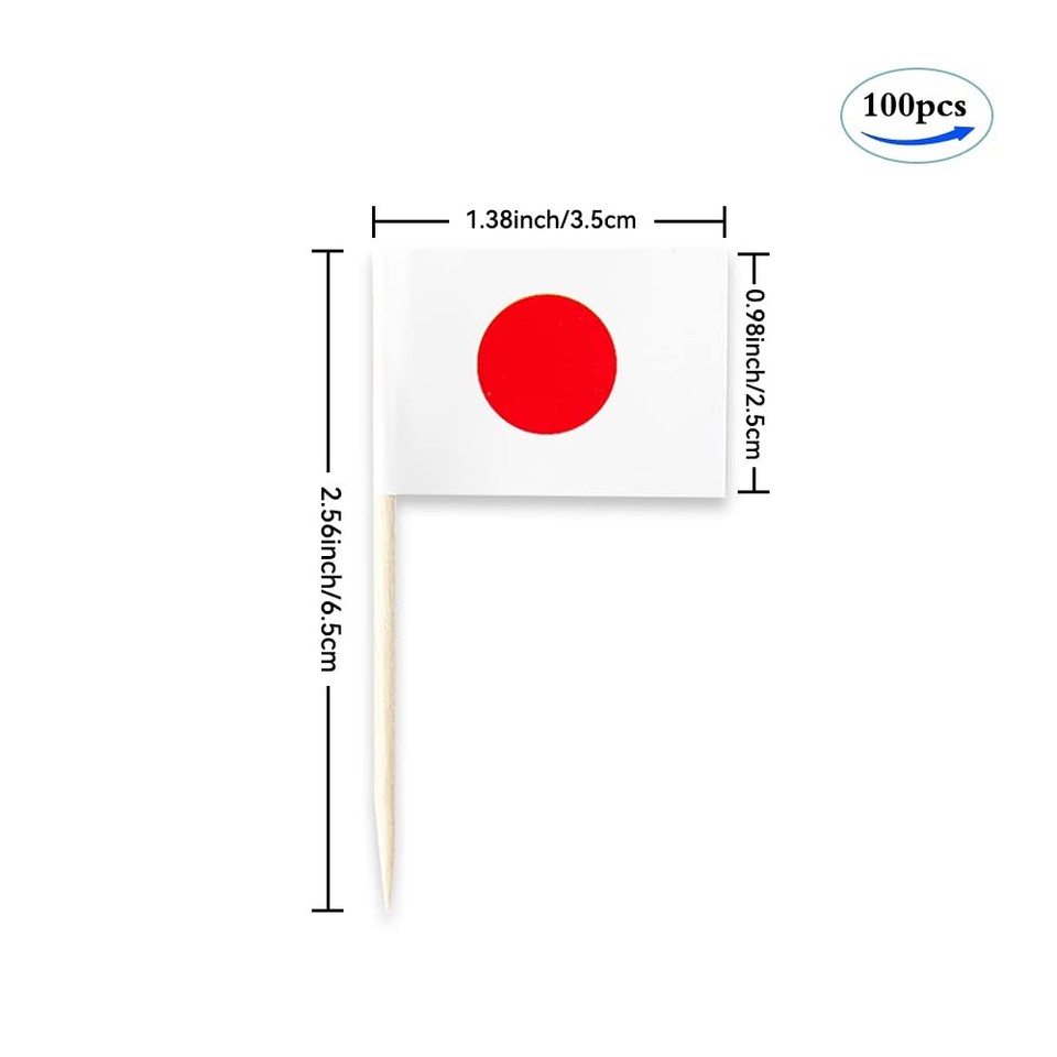 100 Pack Japan Flag Toothpicks, Mini, Japanese, Appetizers, Cupcakes ...