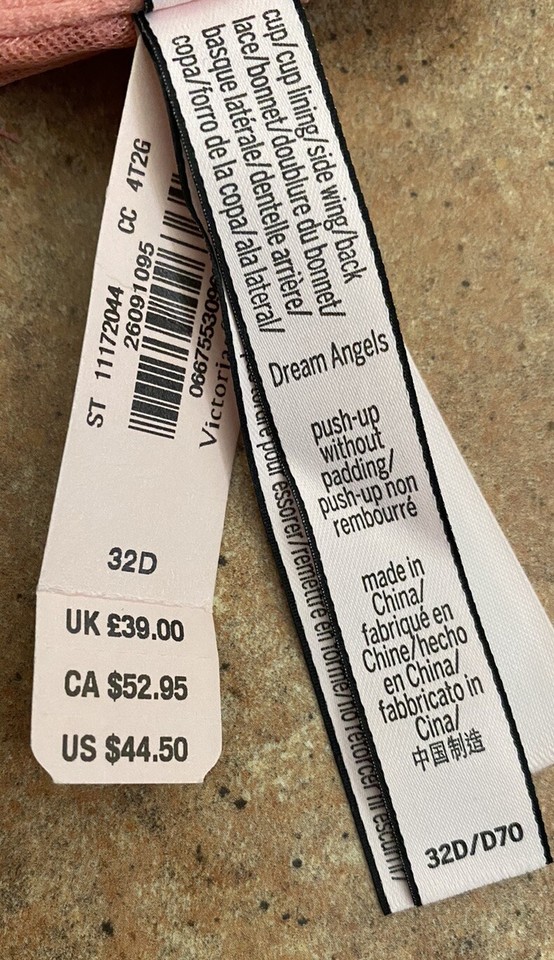 Victoria's Secret Bra Women's 32D Pink Lace Push Up without Padding ...