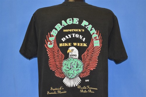 vtg 90s SOPOTNICK'S CABBAGE PATCH BIKER BAR DAYTONA BIKE WEEK POCKET t ...