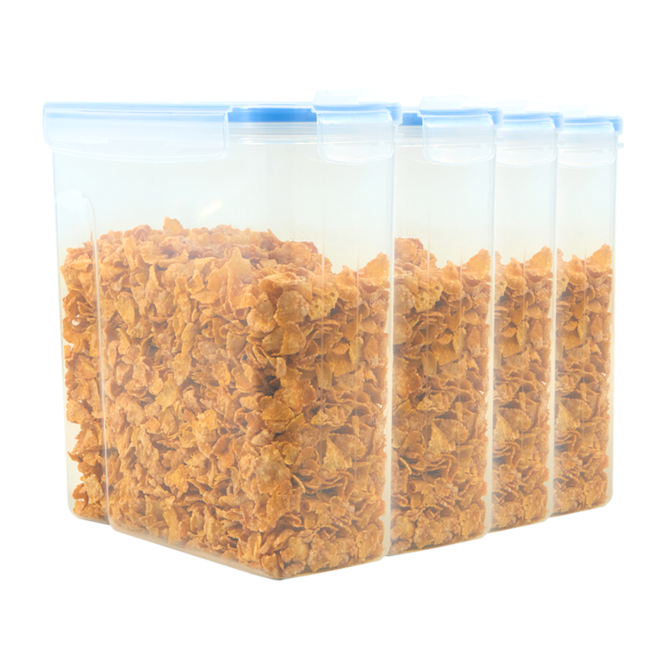 4x CONTAINERS AIRTIGHT FOOD STORAGE KITCHEN ACCESSORIES CEREAL TUB LID ...