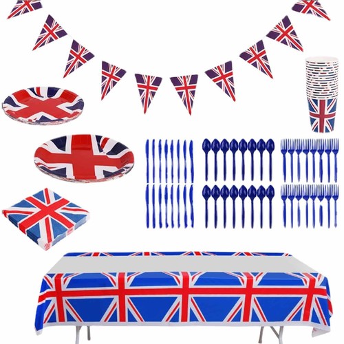 Union Jack Party Set Tableware Set Plates Napkins Bunting Table Cloth ...