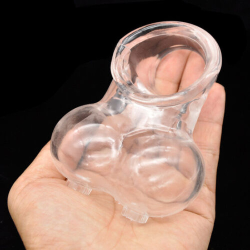 Male Ball Scrotum Testicle Squeeze Rings Cage Soft Stretcher Cbt