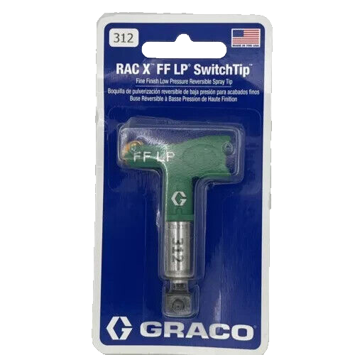 GRACO RAC X FFLP312 Fine Finish Low Pressure Spray Tip 312 Switch Tip ...