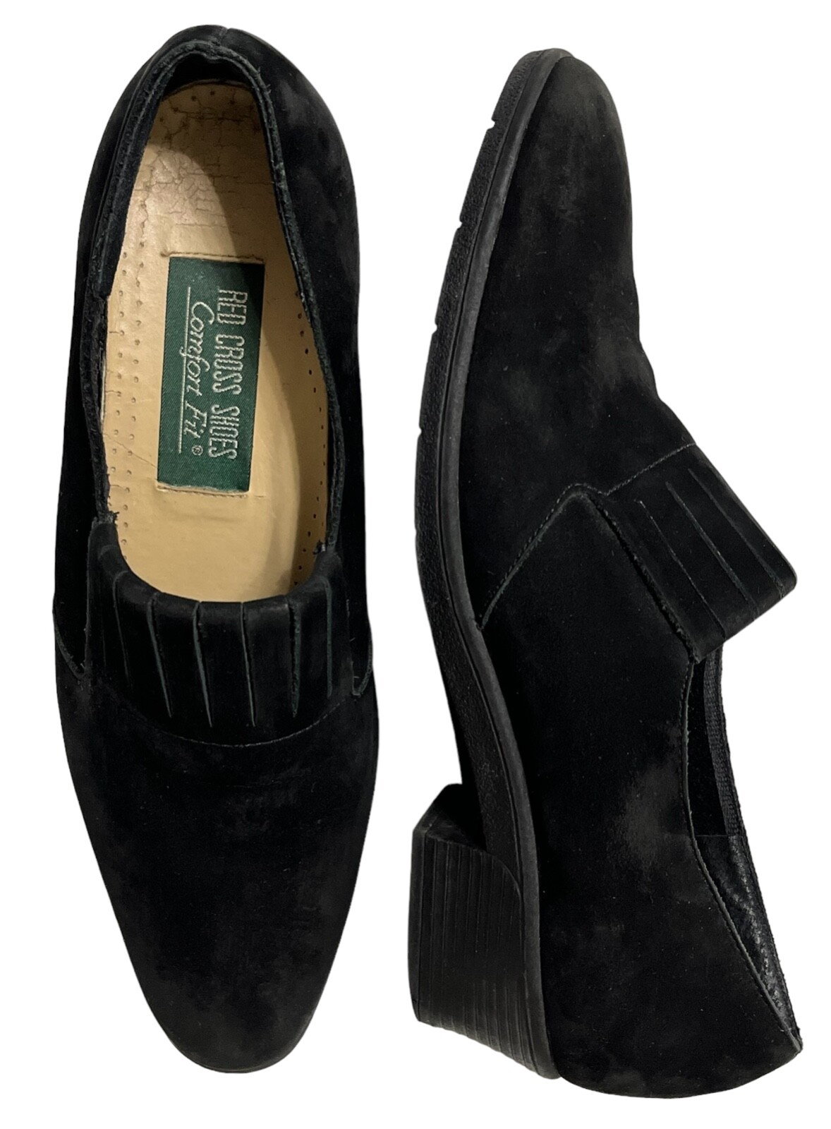 RED CROSS SHOES COMFORT FIT Women 7 Black Suede Leather PREOWNED USPSGA ...