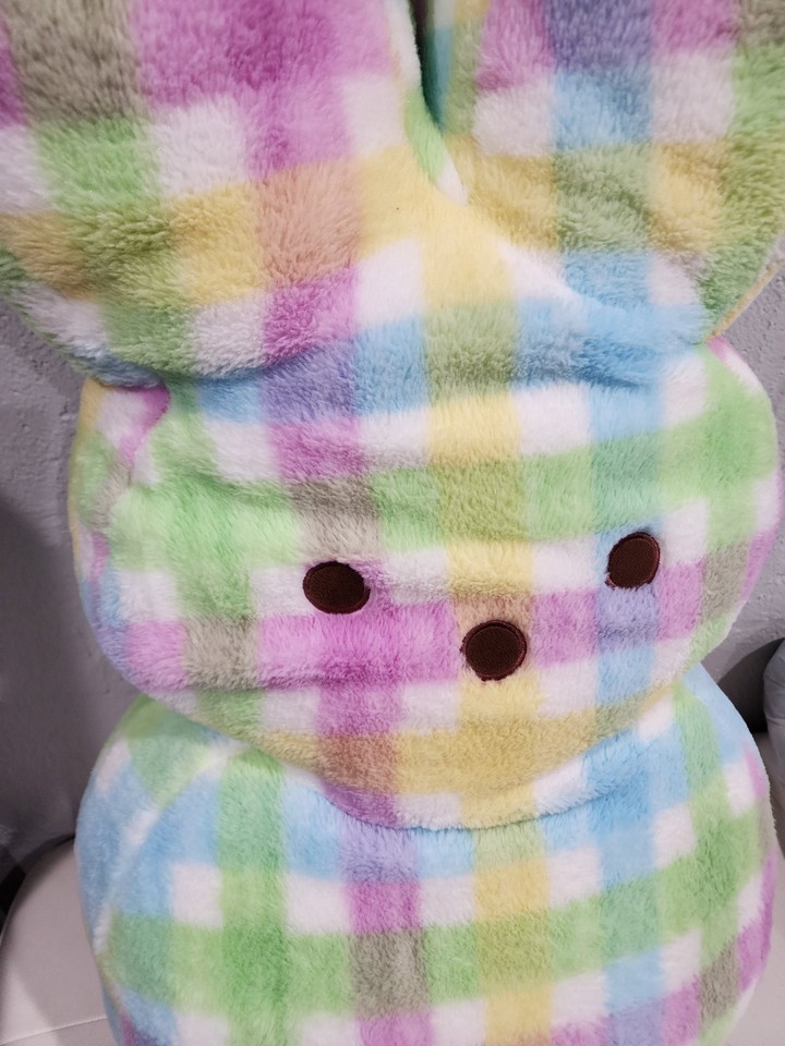 Rainbow Plaid Jumbo Plush Peeps Bunny 36" CUTE CUTE CUTE!! | eBay