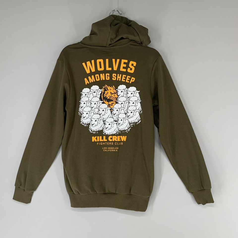 Kill Crew Men Sweater S Green Kill Crew Hoodie Casual Wolves Among ...