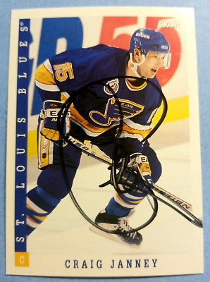Craig Janney St. Louis Blues 1993 Score #186 NHL Autographed Hockey ...