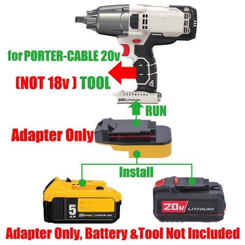 1x Adapter for Porter Cable 20v Tools To for DeWalt 20v/Bauer 20v Li ...
