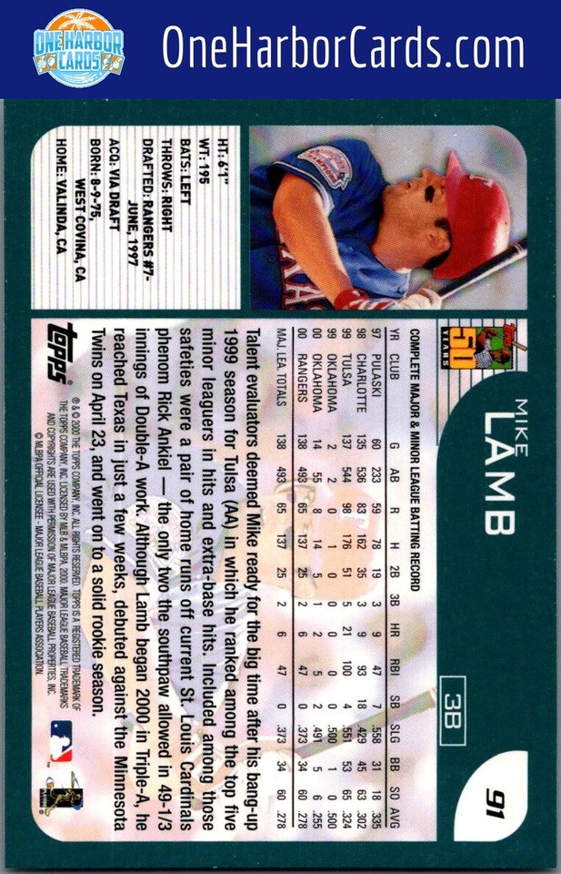 2001 Topps Texas Rangers #91 Mike Lamb | eBay
