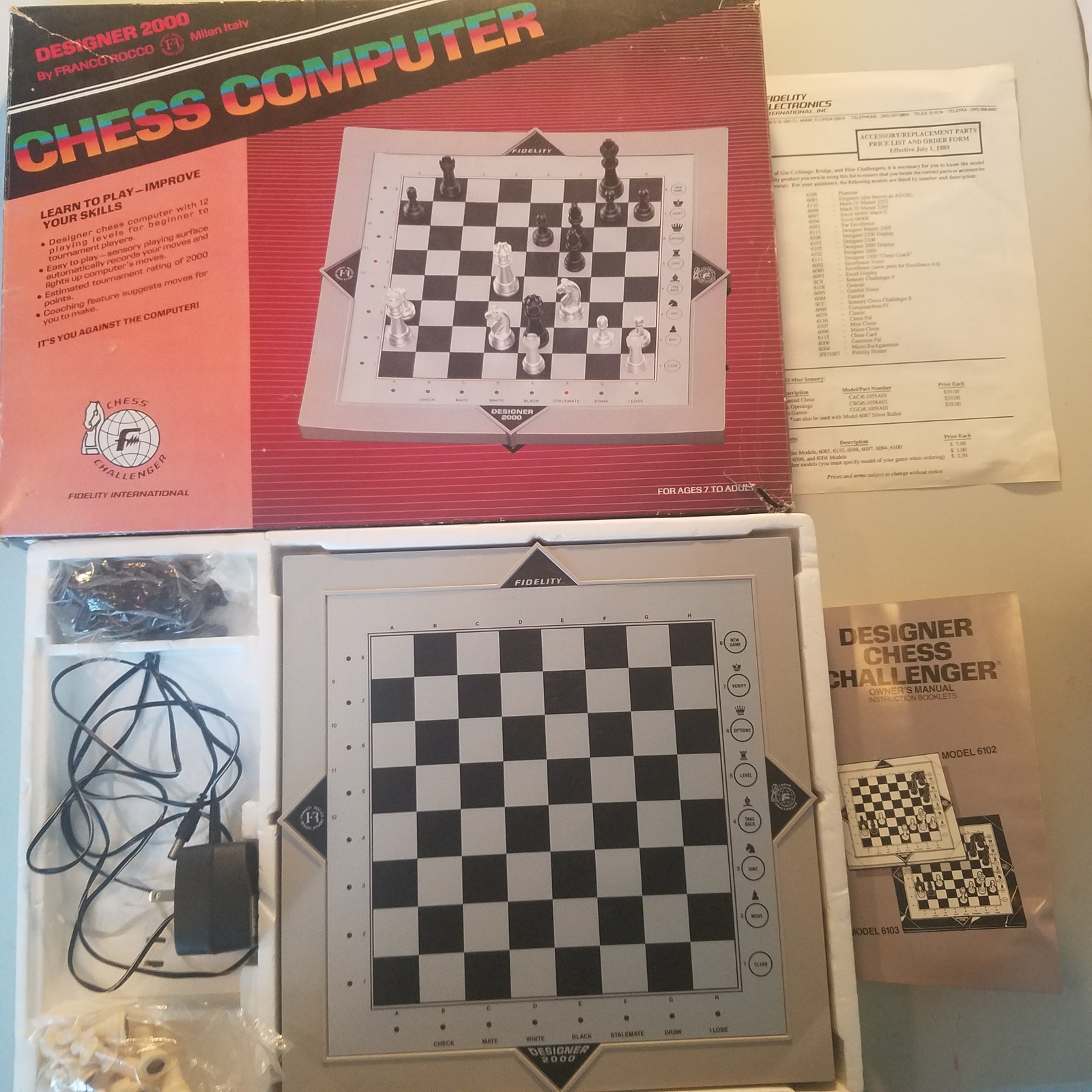 Vintage FIDELITY Electronic Chess Computer DESIGNER 2000 SERIES #6102 ...