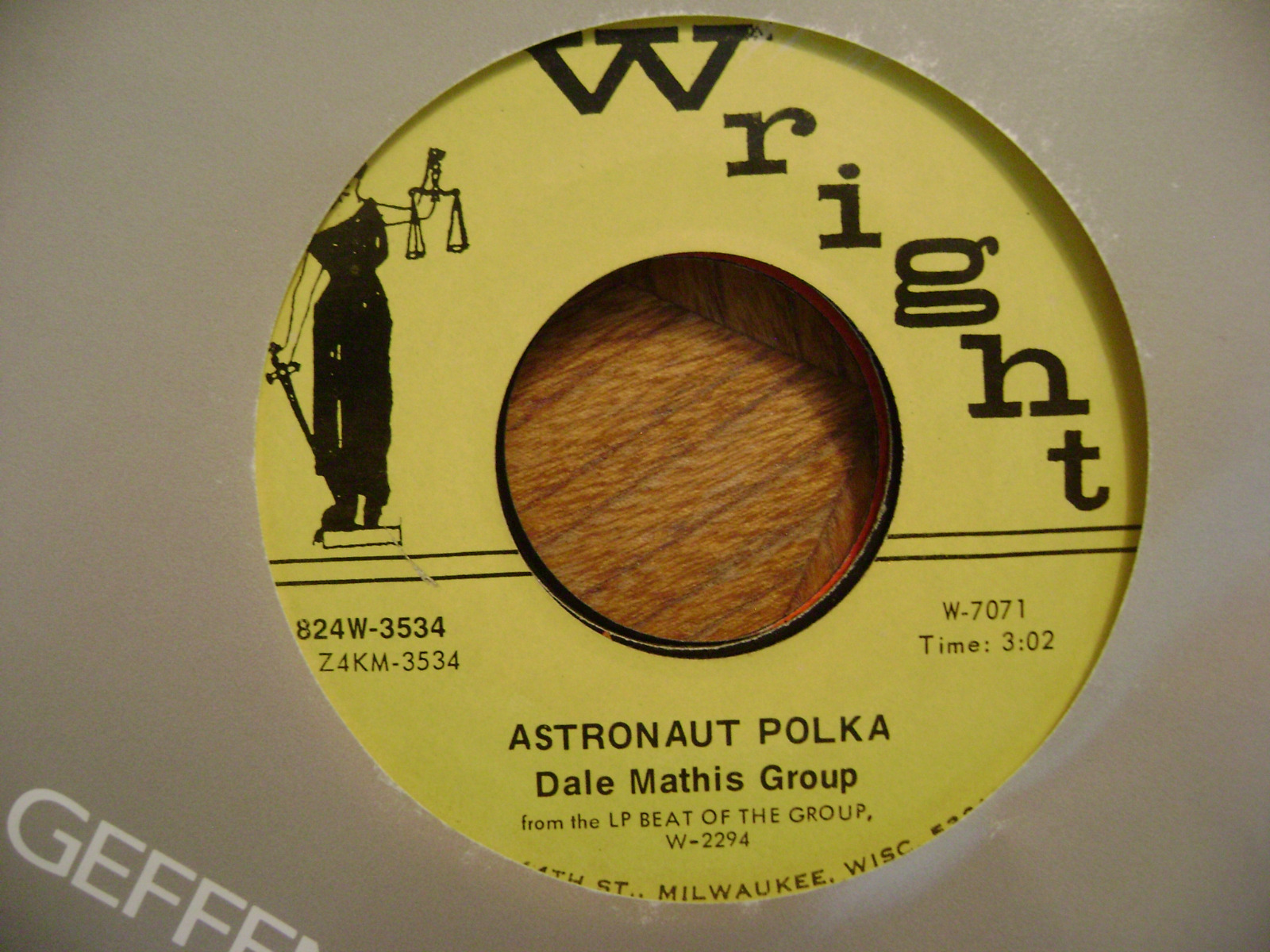 WRIGHT 45 RECORD /DALE MATHIS GROUP/ RAIN RAIN POLKA/ ASTRONAUT POLKA ...