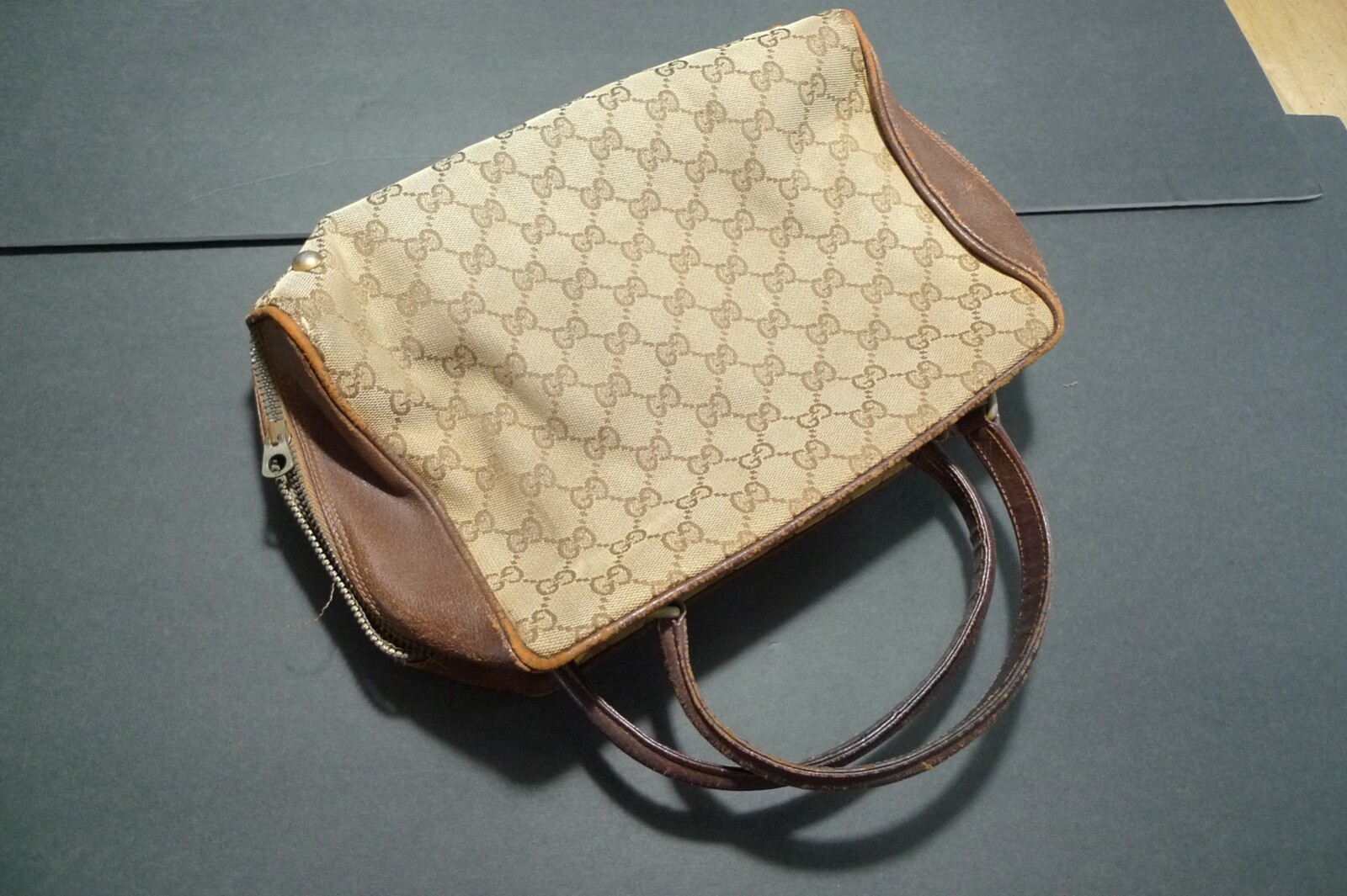 Gucci -Vintage GG Monogram Canvas & Leather Trim Hand… - Gem