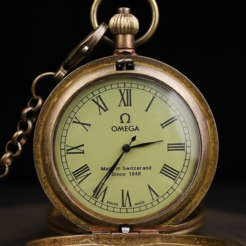 Mechanical Clock Horologe Double Open Vintage Train Mechanical Pocket ...